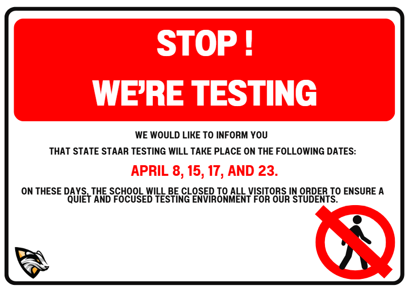 NO VISITORS ON TESTING DATES – Drew Academy